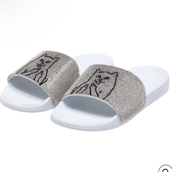 Ripndip | Shoes | Nwt Ripndip Lord Nermal White Rhinestone Slides ...